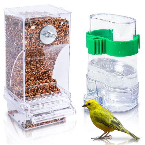 Hamiledyi No Mess Bird Feeders Automatic Parrot Feeder Drinker Acrylic Seed Food Container