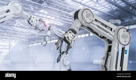 Automation Industry Concept With 3d Rendering Robot Assembly Line In