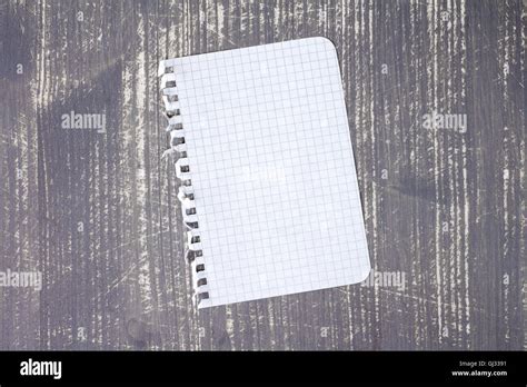 Blank Notebook Paper On Grey Wood Background Stock Photo Alamy