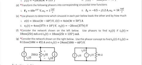 Solved D Transform The Following Phasors Into