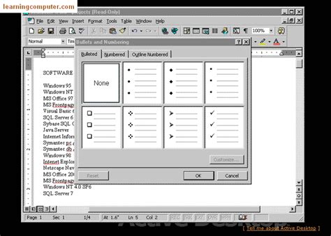 MS WORD FORMAT MENU