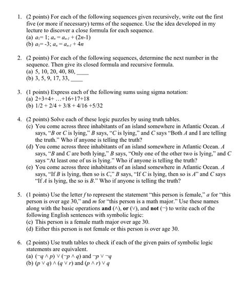 Solved 1 2 Points For Each Of The Following Sequences