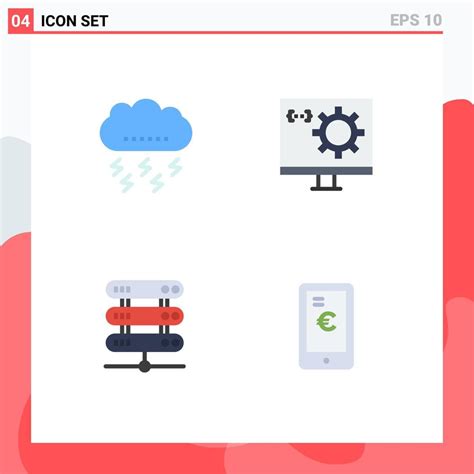 set of 4 modern ui icons symbols signs for autumn programming
