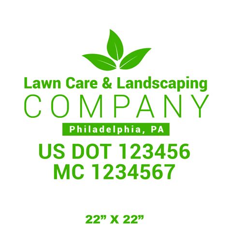 Company Landscaping Truck Decal With 2 Regulation Numbers Usdot