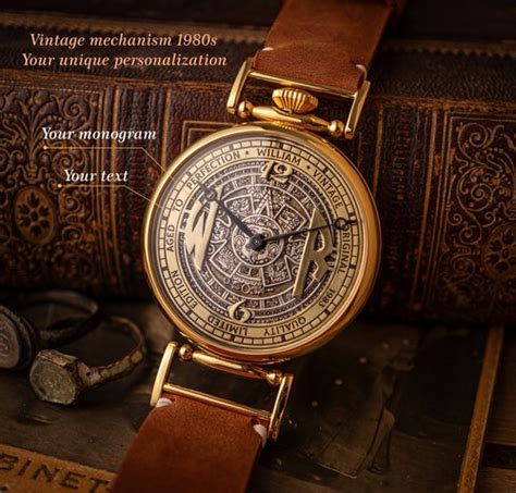 Personalized Watch Marriage Watch 1980s Vintage Watch Aztec Calendar