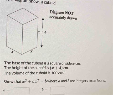 Solved It Diagram Shows A Cuboid Diagram NOT Accurately Drawn The Base Of The Cuboid Is A