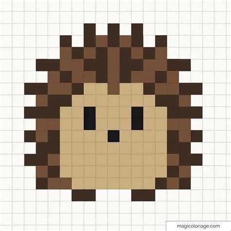 Pixel Art Adorable Hedgehog To Reproduce Easily