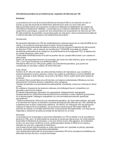 Eritrodermia Psoriática Como Manifestación Cutánea De Infección Por Vih