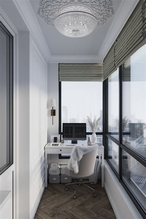 Рабочее место на балконе Дизайн проект балкона от студии дизайна интерьера Soprano Интерьер