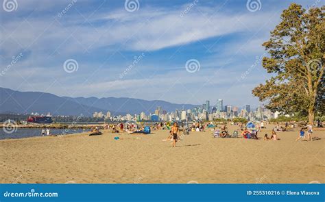 Vancouver Spanish Banks Beach People Relaxing At The Sandy Beach On A Summer Sunny Day