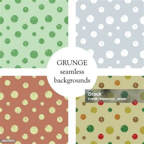 원활한 벡터 패턴의 집합입니다 동그라미와 기하학적 물방울 배경입니다 교육 생 균열 및 Ambrosia Grunge 텍스처입니다 오래 된 스타일 빈티지 디자인입니다 그래픽