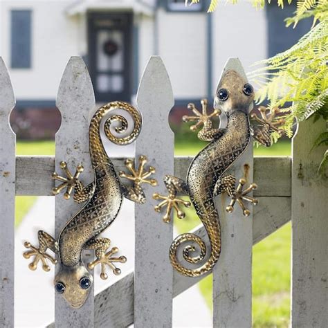 2 Pack Metal Lizard Wall Art Decor Hangin 7 5 In X 15 In Bronze