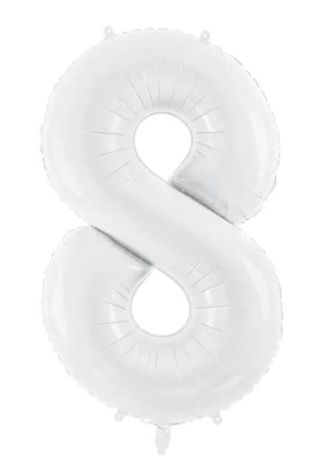 Folijas Balons Cipars 8 Balts 86 Cmpartyinboxlv