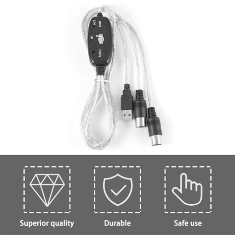 MIDI To USB IN OUT Interface Cable Adapter For Key Grandado