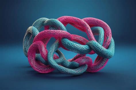Premium Photo Blockchain Link Sign 3d Chain Link Grid Two Torus Block
