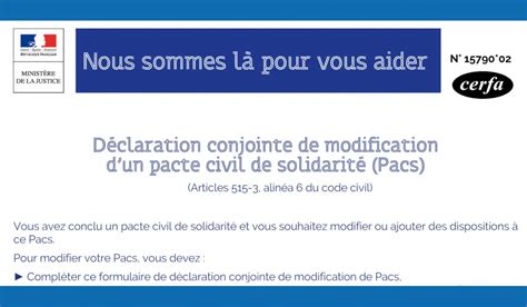 Cerfa D Claration Conjointe D Un Pacte Civil De Solidarit