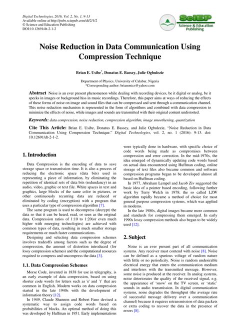 PDF Noise Reduction In Data Communication Using Compression Technique