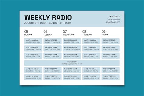 Free Vector Radio Schedule Template Design Free Vector Radio Schedule Template Design