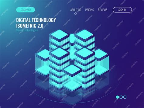 빅 데이터 처리 및 데이터 센터 개념 서버 룸 무료 벡터