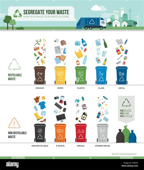 Waste Collection Segregation And Recycling Infographic Garbage Separated Into Different Types