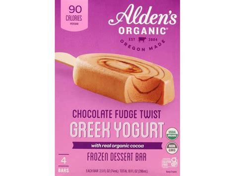 Aldens Organic Dessert Bar Frozen Chocolate Fudge Twist Nutrition
