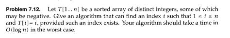 Solved Let T N Be A Sorted Array Of Distinct Chegg