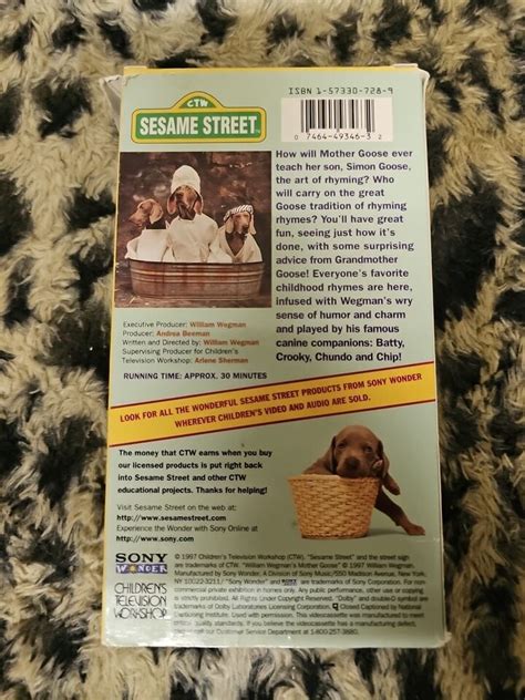William Wegmans Mother Goose Sesame Street Vhs 1997 Ctw Very Rare