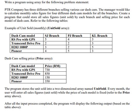 Solved Write A Program Using Array For The Following Problem