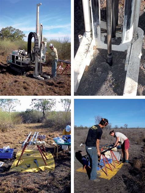 extraction of sediment cores using a piston driven coring rig sediment