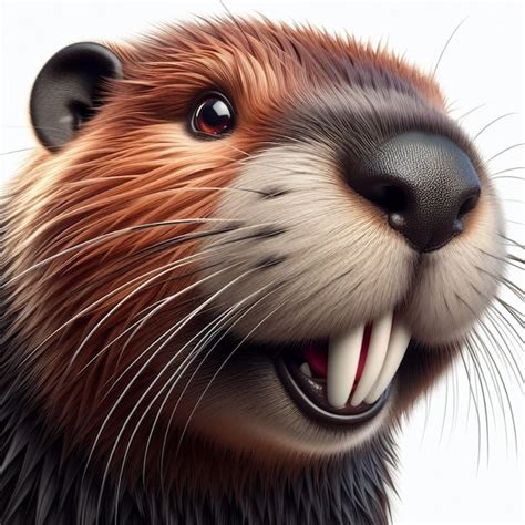 A Close Up Of A Beavers Face With A Mouth Full Of Teeth Premium Ai