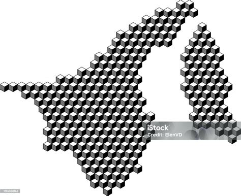 3d 블랙 큐브 아이소메트릭 추상 개념 사각형 패턴 각 기하학적 모양에서 브루나이 다루살람지도 벡터 그림입니다 0명에 대한 스톡 벡터 아트 및 기타 이미지 Istock