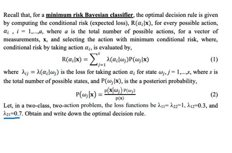 Solved 1 Recall That For A Minimum Risk Bayesian