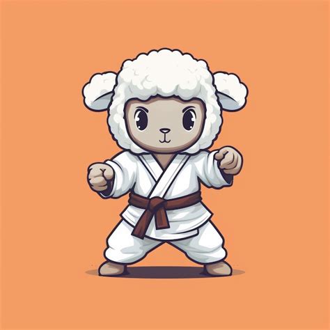 Premium Photo A Close Up Of A Sheep In A Karate Outfit Generative Ai