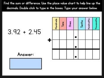Adding Subtracting Decimals Digital Lesson Activities By Whitt S End