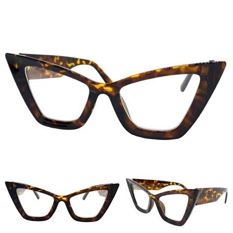 Oversized Exaggerated Retro Cat Eye Clear Lens Eye Glasses Thick