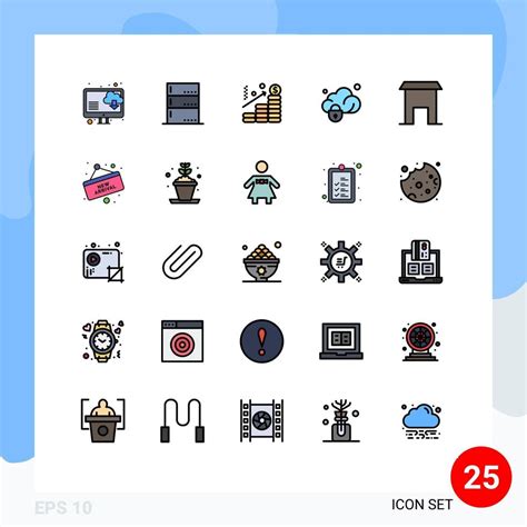 25 Universal Filled Line Flat Color Signs Symbols Of Marketplace Building Chart Secure Gdpr