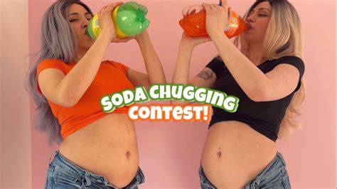 One Sip Away From Exploding Bloated Belly Soda Chugging Contest And Worship Femmefantasy