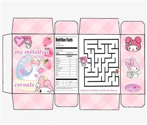Pink Cereal Cereal Box Diy Print Make Sanrio My Melody Cute