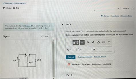Solved The Switch In The Figure Figure 1 Has Been In