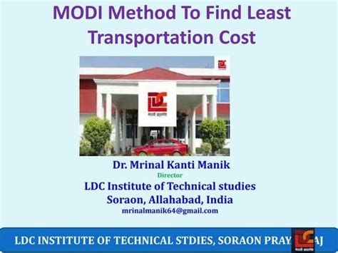 Modified Distribution Method Modi Method Pptx Logistics Business