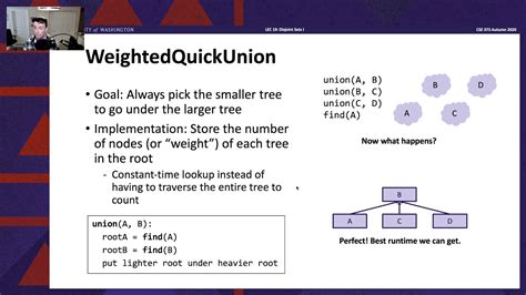 CSE 373 20au, Lesson 19 Video 4: WeightedQuickUnion - YouTube