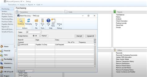 Batch Stuck In Posting Dynamics Gp Great Plains How To Use Batch Recovery