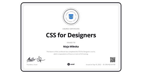 certificate of completion for css foundations uxcel
