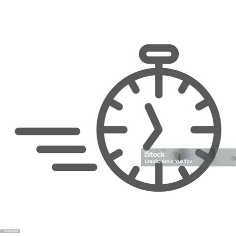 스톱 워치 라인 아이콘 시간 및 속도 타이머 표시 벡터 그래픽 흰색 바탕에 선형 패턴을 빨리 10에 대한 스톡 벡터 아트 및 기타 이미지 Istock