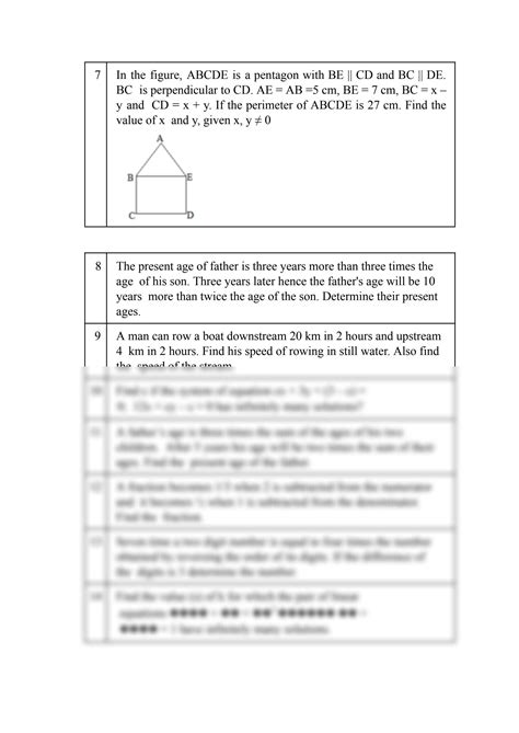 SOLUTION PAIR OF LINEAR EQUATIONS CLASS WORKSHEET Studypool