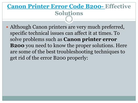 Ppt How To Fix Canon Printer Error B200 Powerpoint Presentation