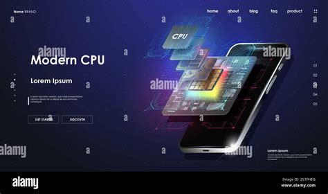 Digital Chip With Hud Elements Tech Futuristic Template Quantum Computer Database Concept