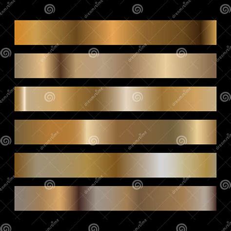 Metal Gradient Set Golden Bronze And Brass Gradient Design Vector