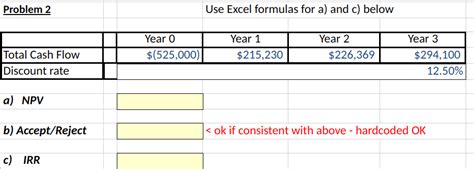 Solved Problem Use Excel Formulas For A And C Below A Chegg