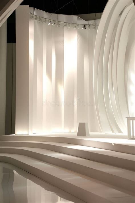 Modern Minimalist White Interior With Curved Architectural Elements Stock Illustration